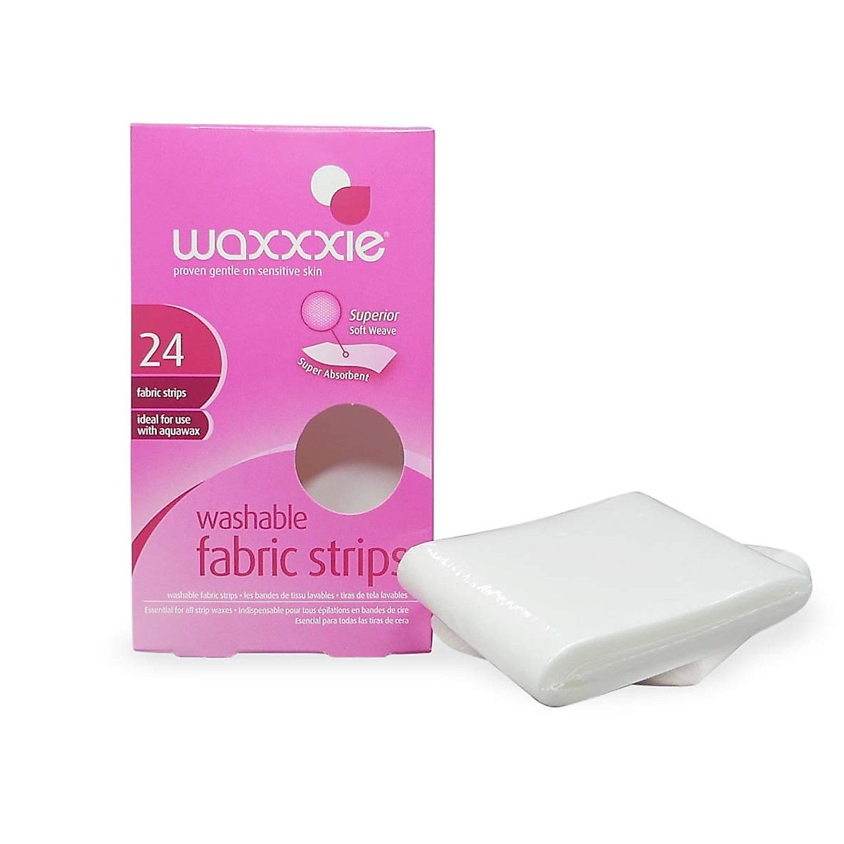 Waxxxie Washable Fabric Wax Strips 24pk for use with Wax Cartridge and Strip Wax for an Unbeatable at Home Salon Experience