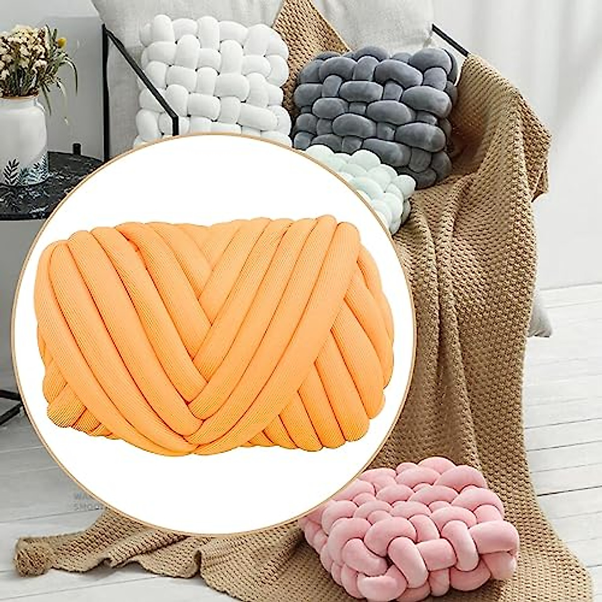 kowaku 250G Chunky Yarn Arm Knit Yarn Bulky Yarn Jumbo Tubular Yarn for Baskets Macrame Scarf, Orange