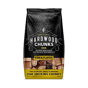 Fire & Flavor Oak Wood Chunks for Smoking and Grilling - All-Natural, Long-Lasting with a Mildly Sweet Flavor - Large Chunk Wood Chips for Smokers