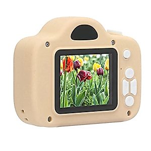 Shanrya Child Camera, 15 Filters Cartoon Mini Camera Puzzle Games One Key Video Recording for Kids(Light Yellow)