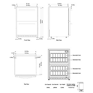 HCK 24 inch Dual Zone Refrigerator, Weather Proof Design Indoor and Outdoor Under Counter Drawer Built-in Beverage and Wine Fridge for Home and Commercial Use, Stainless Steel