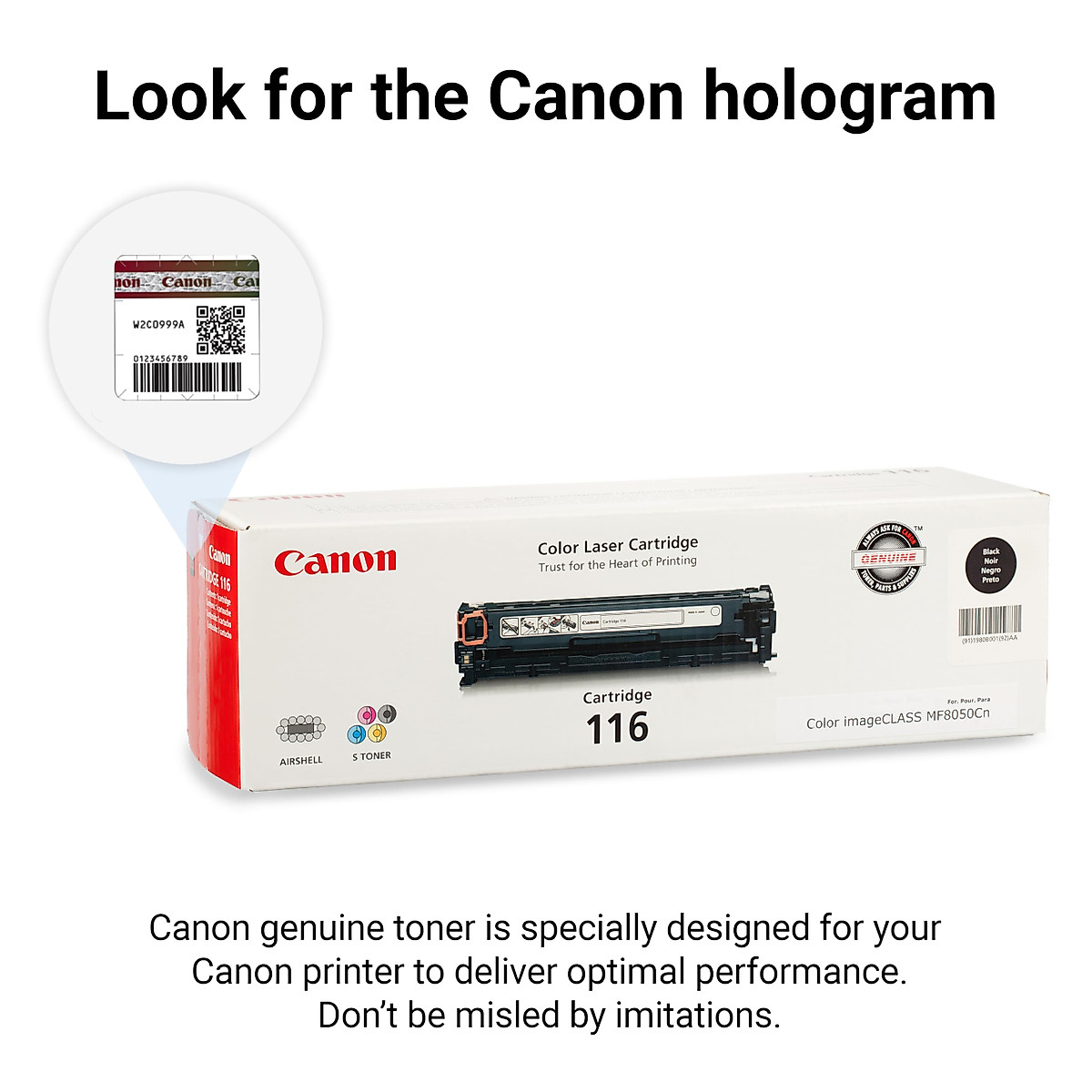 Canon Genuine Toner, Cartridge 116 Black (1980B001), 1 Pack, for Canon Color imageCLASS MF8050Cn, MF8080Cw Laser Printer (CNMCRTDG116BK)