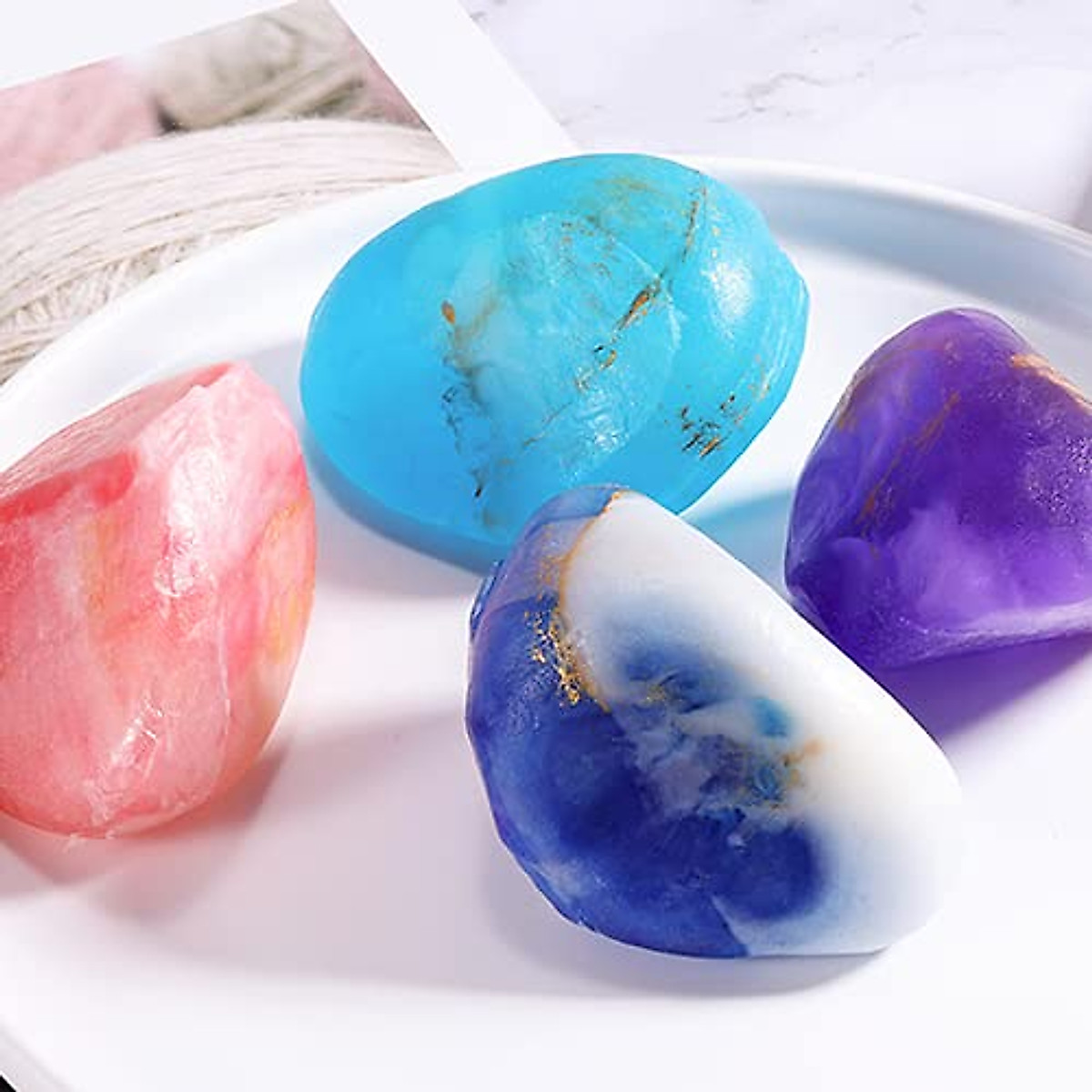 Soap Bar Set - BFF BEAUTY 6pcs Hand Face Body Bar Soap Birthday Gift Set for Women Set, Perfect Gemstone Soap Rocks Set for Women & Men Moisturizing Skin