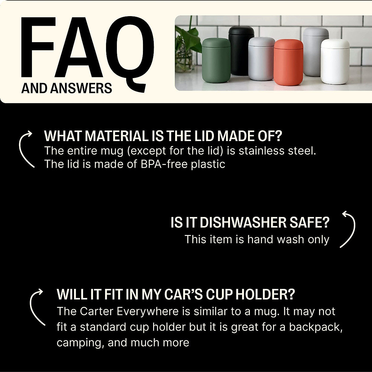 Fellow 12 oz Carter Wide Travel Mug - Wide Mouth Vacuum-Insulated Stainless Steel Coffee Mug - Tea and Coffee Tumbler with Ceramic Interior - Matte Black