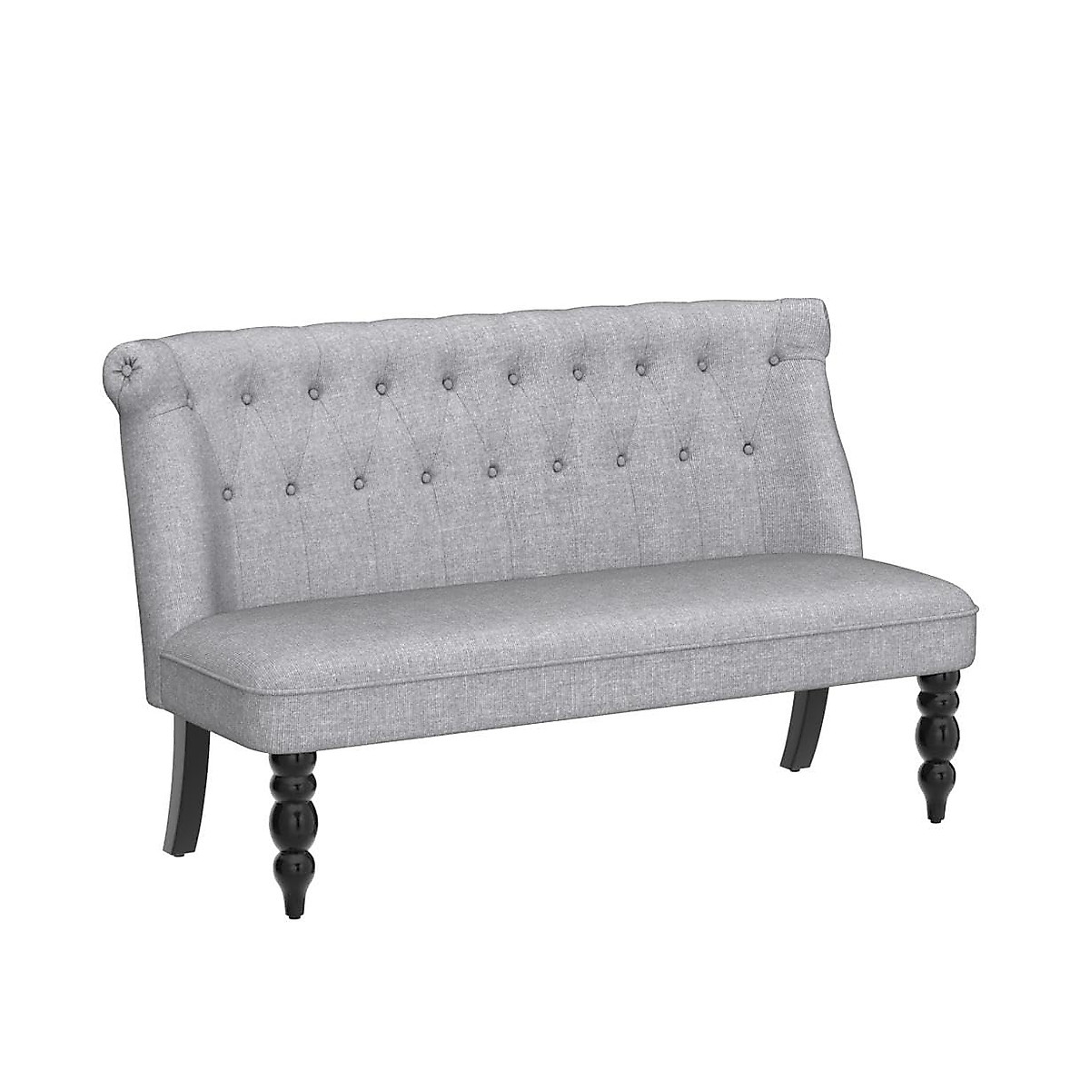 Mixoy Upholstered Loveseat Settee Sofa, with Tufted Button Backrest & Chic Legs, European Armless Loveseat Dining Bench for Dining/Living Room Hallway or Entryway Seating(Light Grey1)