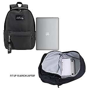 Lightweight Backpack for School, HiFenly Classic Basic Water Resistant Casual Daypack Travel with Bottle Side Pockets 17inch