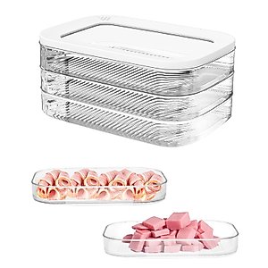 Deli Meat Container for Fridge, Lunch Meat Container for Refrigerator, Stackable Cold Cuts Storage Containers for Fridge, Ham Cheese Bacon Container with Lid for Cold Cuts, Deli, Lunch Meat, 3 Pieces
