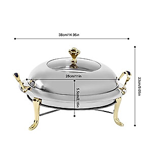 KOLHGNSE Chafing Dish Buffet Set, Round Stainless Steel Chafer, Buffet Servers and Warmers Set Warming Tray with Glass Window for Wedding, Parties, Banquet, Events