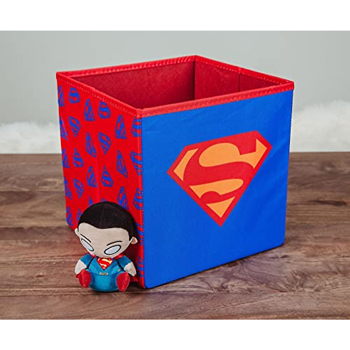 DC Comics Superman Logo 11-Inch Storage Bin Cube Organizers, Fabric Basket Container, Cubby Cube Closet Organizer | Comic Book Superhero Toys, Gifts And Collectibles