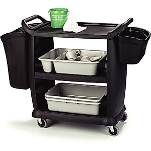 CFS CC11TH03 Trash Bin for Bussing Cart, 7 gal Capacity, 22" Height, 18" Width, 12.25" Length, Polyethylene (PE), Black