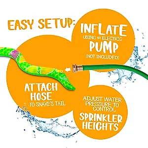 Splashin'kids Outdoor Snake Sprinkler Summer Blast Toddler Water Toys for Children Infants Boys Girls and Kids Perfect Outside Inflatable Water Park for Backyard Fun