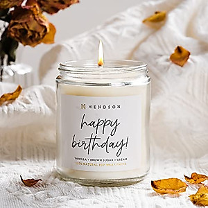 Candles Gifts for Women, Happy Birthday Candle - Bday Candle Gift Ideas for Best Friends, Mom, Sister, Aunt, Daughter, Grandma, Wife, Coworkers - Hendson Handmade 20th 30th 40th 50th Presents