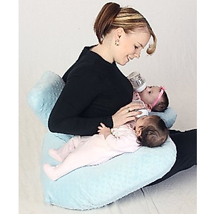 Twin Z Pillow Navy 6 uses in 1 Twin Nursing Pillow Breastfeeding, Bottlefeeding, Tummy Time, Reflux, Support and Pregnancy Pillow