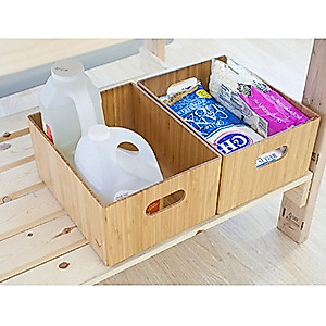 MobileVision Bamboo Storage Box, 14”x11”x 6.5”, Durable Bin w/Handles, Stackable - For Toys Bedding Clothes Baby Essentials Arts & Crafts Closet & Office Shelf