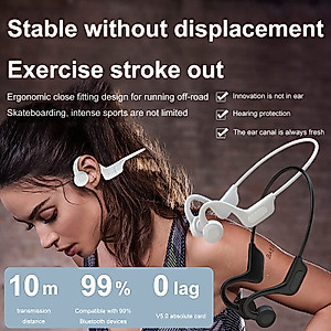 Open Ear Headphones Wireless Bluetooth Air Conduction Headphones Sports Earbuds with Microphone Waterproof Long Battery Life Headset Over Ear for Android iPhone Running Workout Cycling White