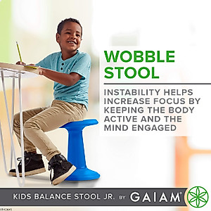 Gaiam Kids Wobble Stool Desk Chair - Alternative Flexible Seating Balance Wiggle Chair | ADHD Sensory Fidget Core Rocker Child Seat Elementary School Classroom Furniture for Student, Toddler, Ages 5-8
