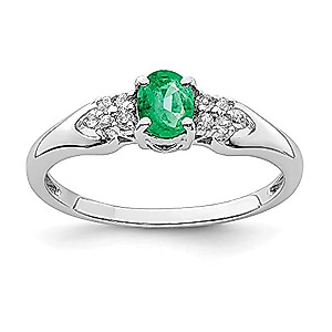 IceCarats 925 Sterling Silver Green Emerald White Sapphire Ring Gemstone Band Size 8