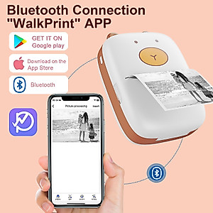JAMSWALL Mini Printer Sticker Printer Label Maker, Wireless inkless Bluetooth Printer with 13 Rolls Thermal Paper, for DIY Creation, Study Notes, Memo, List, Gift.