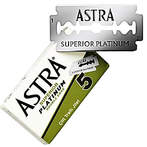 Astra Platinum Double Edge Safety Razor Blades, 50 Blades (10 x 5)