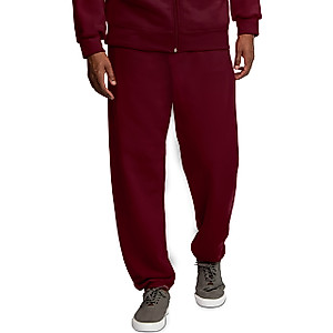 Fruit Of The Loom Mens Eversoft Fleece Elastic Bottom With Pockets, Relaxed Fit, Moisture Wicking, Breathable Sweatpants, Maroon, Large US