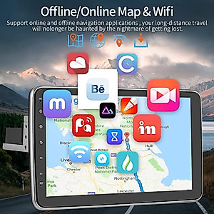 podofo Android Single Din Car Stereo 10 Inch HD Capacitive Vertical Rotatable Touch Screen In Dash GPS Head Unit with Bluetooth and Backup Camera,Car Audio Receivers Support Wifi Subwoofer Mirror Link