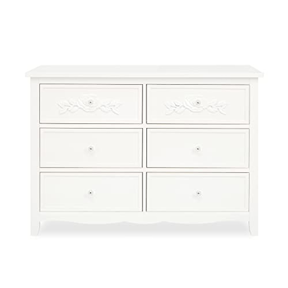 SweetPea Baby Rose/Tiana Double Dresser in French White, Made of Sustainable Pinewood, Easy to Assemble, Non-Toxic Finish, Six Spacious Drawers, Nursery Furniture