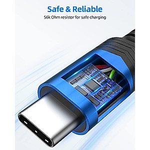 SUNGUY USB C Cable 1.5FT [3Pack], Flat USB-A 2.0 to USB C Cable 3A Fast Charge Data Transfer Cord Braided Compatible with Samsung Galaxy S23 S22 S20 S10, LG, Google Pixel, Moto G7 G8