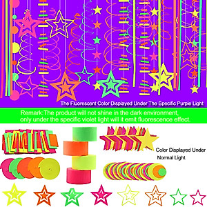 508ft UV Neon Paper Garland Crepe Streamers Glow in The Dark Party Supplies Garland Neon Party Decorations Streamers for Blacklight Reactive Fluorescent Wedding Birthday Party Decorations
