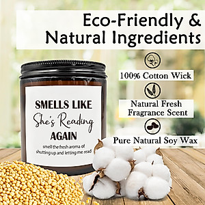 HIWX Smells Like Shes Reading Again Book Lovers Scented Candle,Book Candles,Gifts for Friend Bookworm Funny Book Club Candles Gifts,Book Reading Soy Candles for Home Citronella Scented Candle 8oz Jar