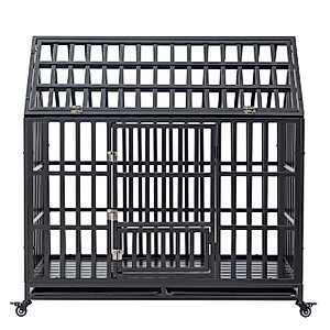 Heavy Duty Dog Crate,XXL Dog Crate,Large Dog Crate,Indestructible Dog Cage Large Dogs 48 Inch,Impact Dog Crates for Large Dogs,Steel Dog Crate,Giant Dog Crate,Crate with Roof & Window on Roof