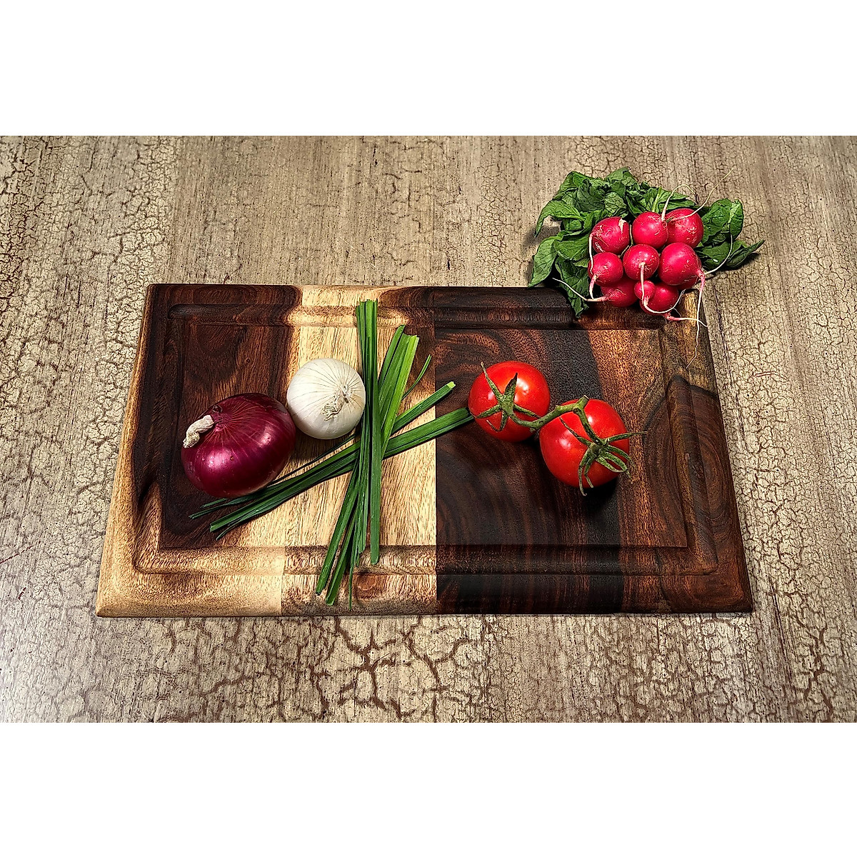 Mountain Woods Brown Large Organic Hardwood Sheesham Cutting Board w/Juice groove | Cheese Board | Chopping board | Charcuterie board | Butcher Block - 19" x 11" x 0.75"