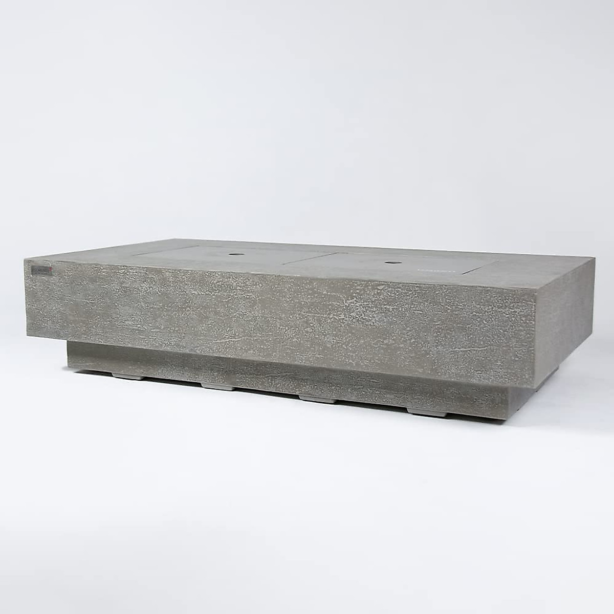 Elementi Plus Riviera Outdoor Table 60 Inches Fire Pit Patio Heater Concrete Firepits Outside Electronic Ignition Backyard Fireplace Cover Fire Glass Included Natural Gas