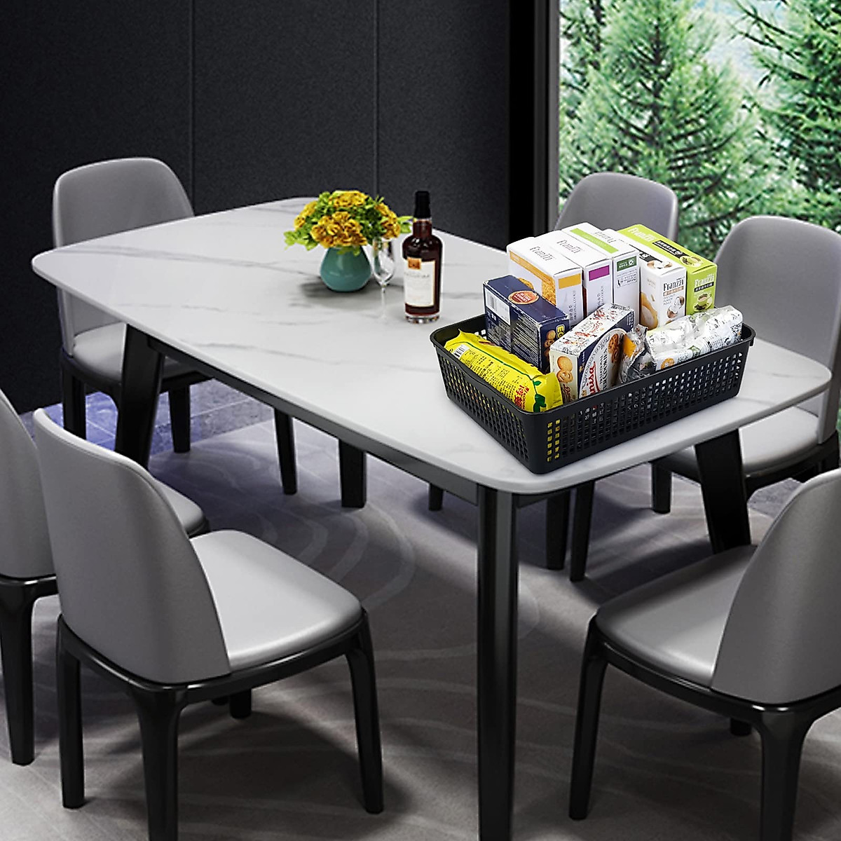 Hommp 6-Pack Plastic Paper Storage Baskets Trays, Black A4 Storage Basket