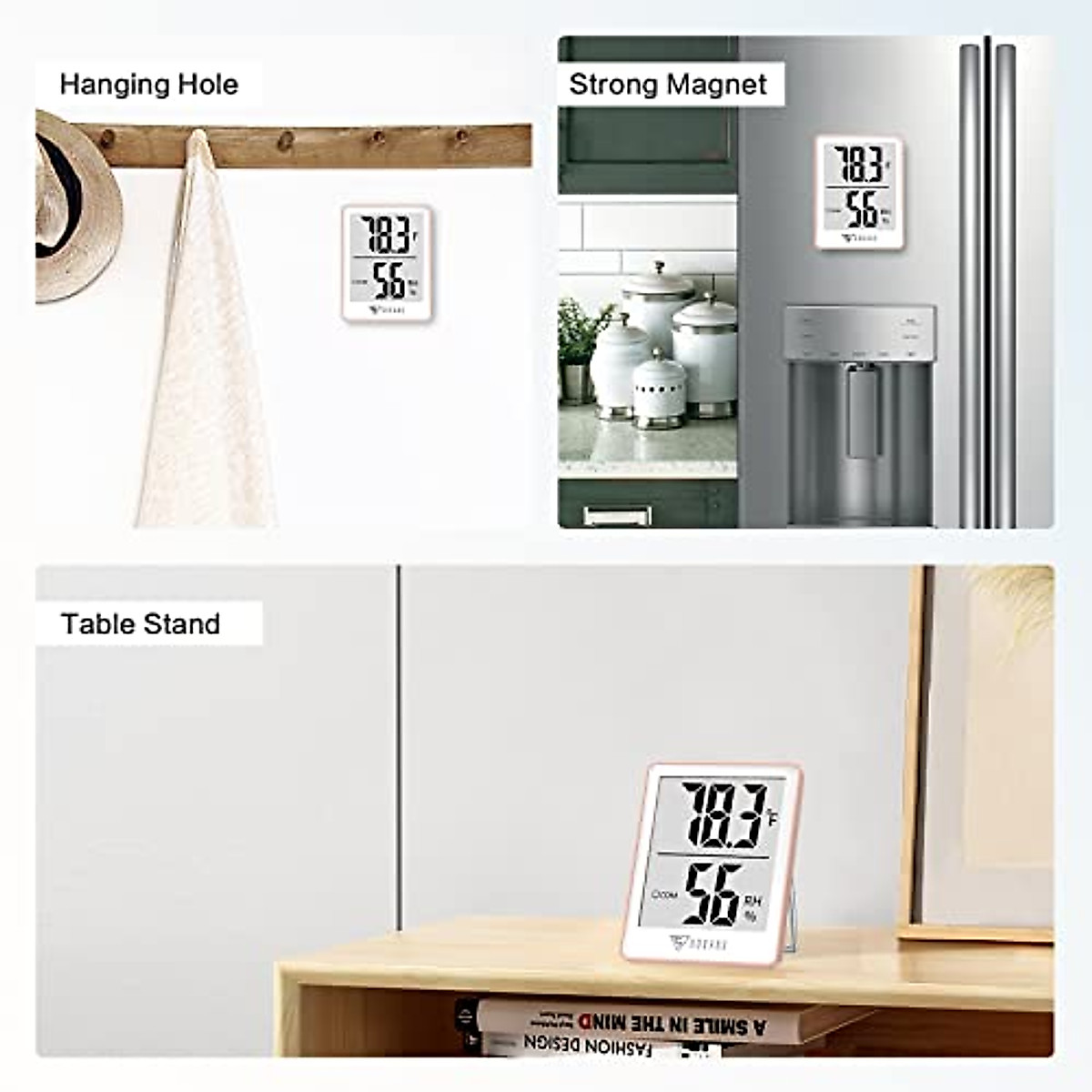 DOQAUS Digital Hygrometer Indoor Thermometer Humidity Gauge Room Thermometer with 5s Fast Refresh Accurate Temperature Humidity Monitor for Home, Bedroom, Baby Room, Office, Greenhouse, Cellar, Pink