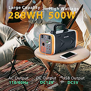 SPECSTAR 500W 78000mAh 288WH Portable Power Station with LED Light, Battery Generator with AC DC USB Outlets and Solar Charging Interface for Emergencies Outdoors, Solar Panel Not Included