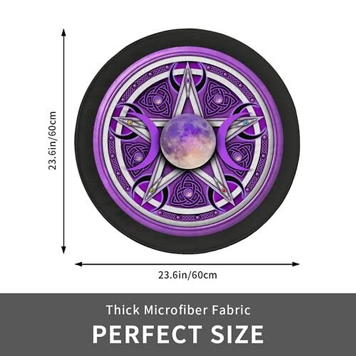 YETTA YANG Purple Wicca Wiccan Moon Fun Indoor and Outdoor Door Round Mat Welcome Mat Non-Slip Home Decoration Mat Housewarming Gift 23.6in 60cm