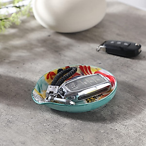 Colorful Hand Painted Spoon Rest - 5 Inches Ceramic Spoon Holder for Kitchen Counter Stove Top, Dishwasher Safe, Multicolor