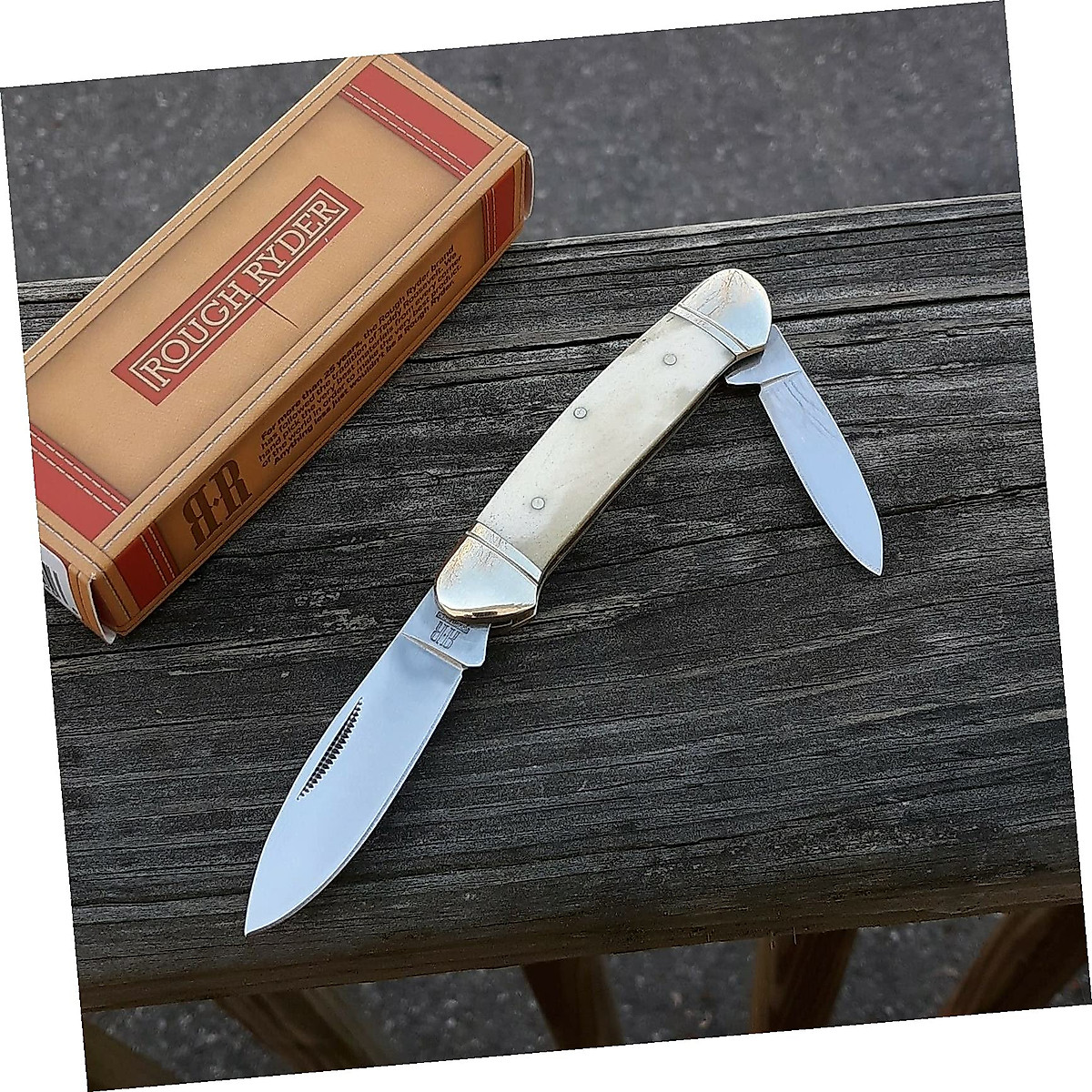 Canoe Open Folding Pocket Knife Stainless Steel Blade White Smooth Bone Handle Outdoor Survival Hunting Knife for Camping by Survival Steel