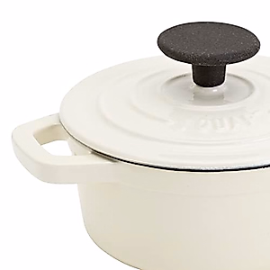 Smith & Clark 1-Quart Enameled Cast Iron Dutch Oven Pot with Lid, Ivory White