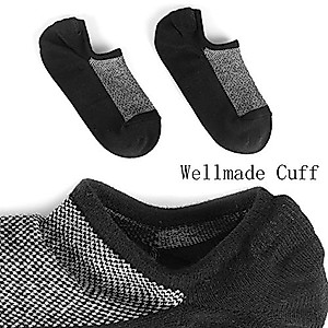 Mottee&Zconia Mens Ankle Low Cut Socks Thin Comfy Cotton Casual Non-Slip Basic Black(6 Pack) Size11-13