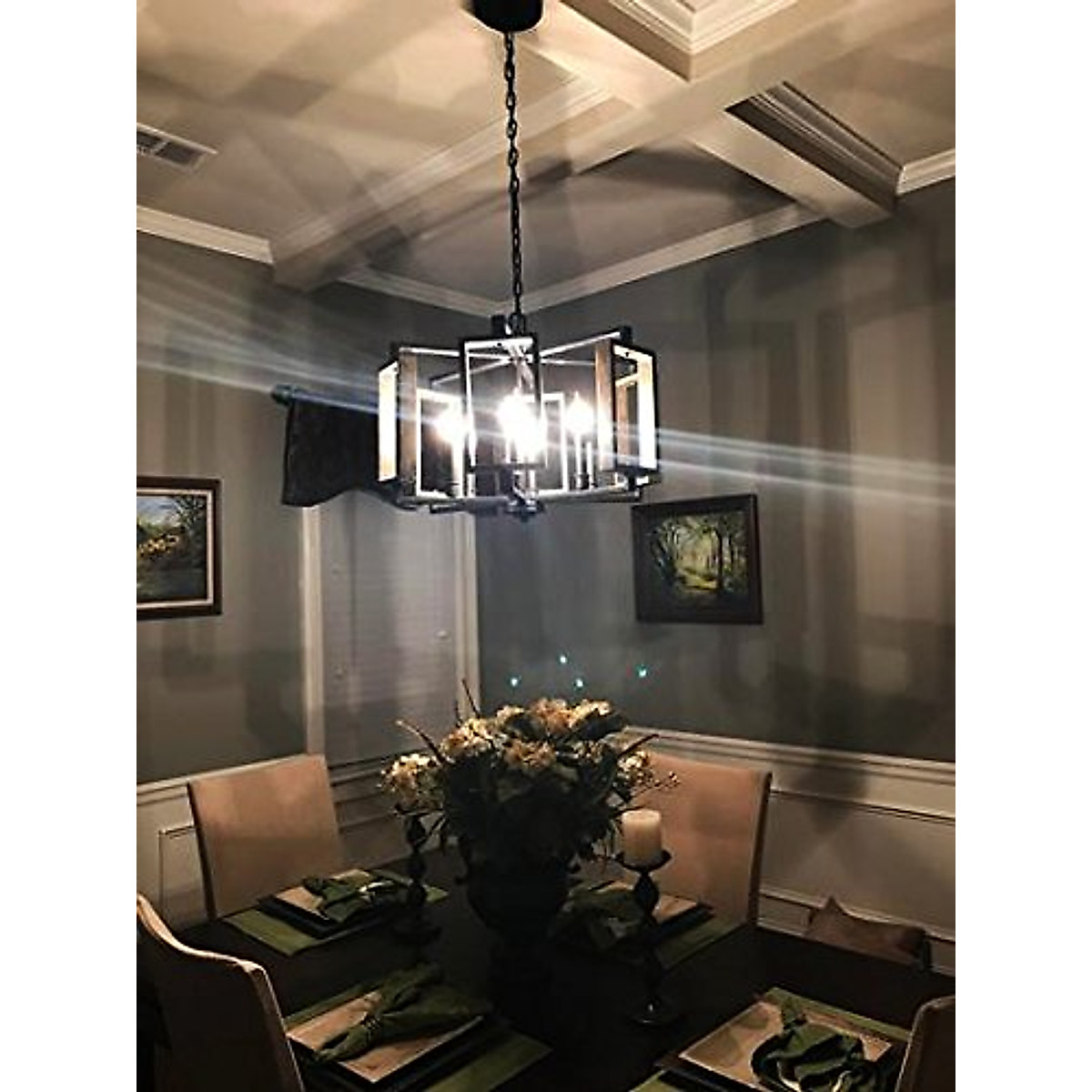 Home Decorators Collection 6-Light Aged Bronze Pendant with Wood Accents