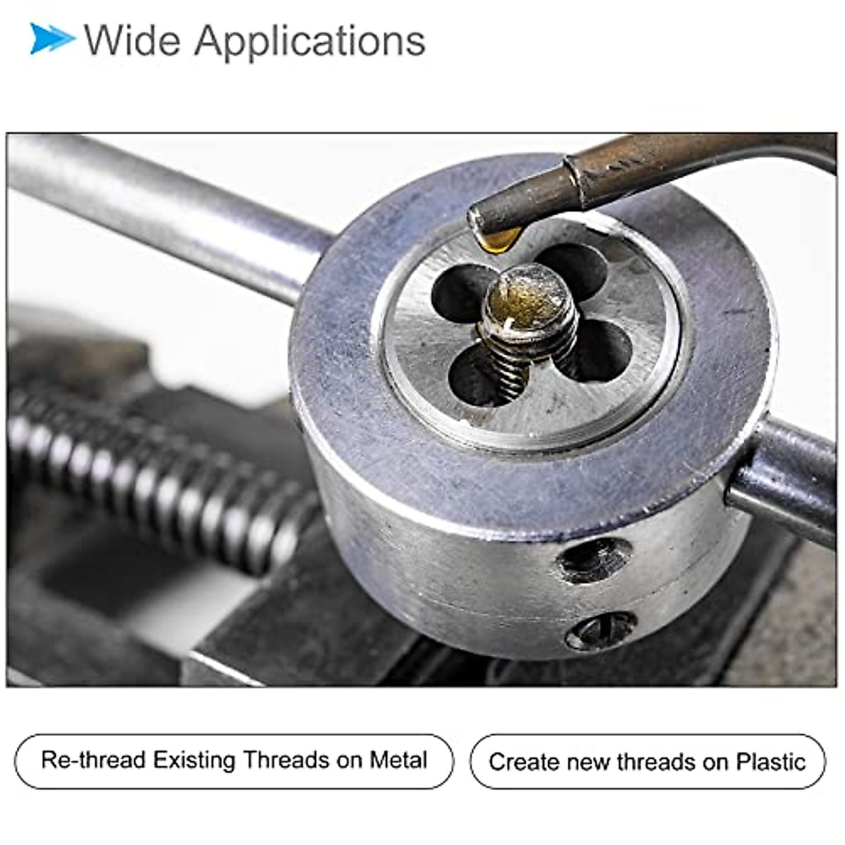 CoCud Round Threading Dies, 3/8-16 UNC Thread, 9SiCr Alloy Tool Steel Screw Milling Tools - (Applications: for Machine Thread Repair), 2-Pieces