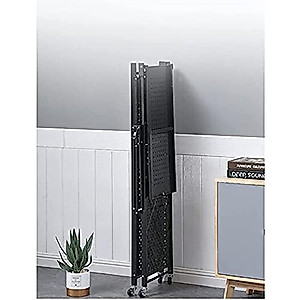 ATAAY Shelf Unit Heavy-Duty Kitchen Storage Rack Foldable Storage Cart Kitchen Living/Black