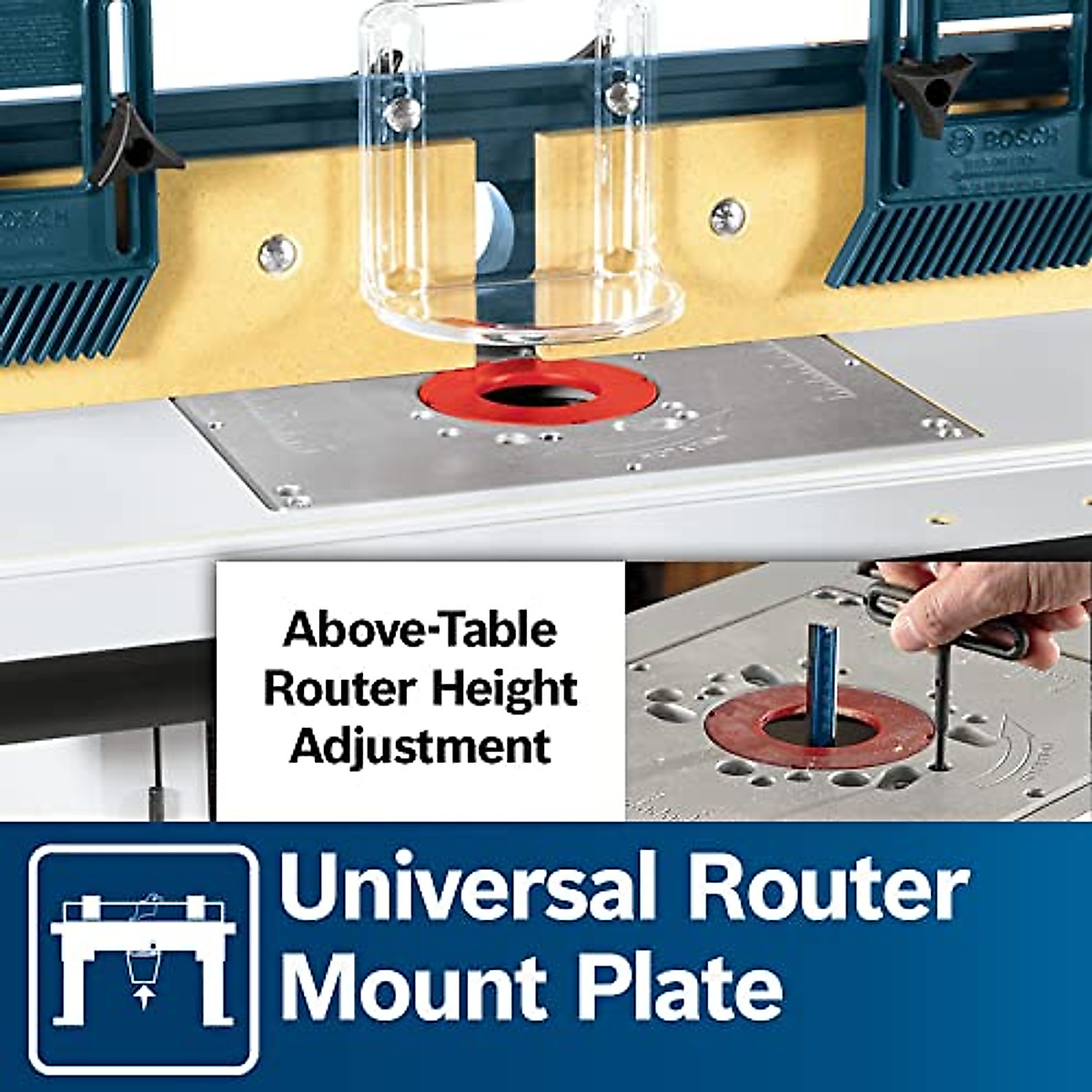 BOSCH RA1171 25-1/2 in. x 15-7/8 in. Benchtop Laminated MDF Top Cabinet Style Router Table with 2 Dust Collection Ports