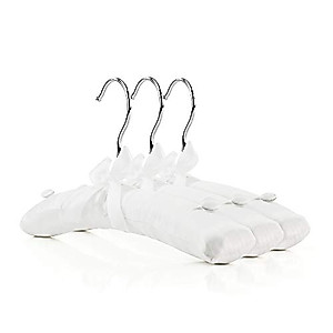 HANGERWORLD Pack of 3 Small Kids Satin Padded Hangers - 11.8inch Soft White Infant, Toddler and Baby Hangers for Nursery Closet