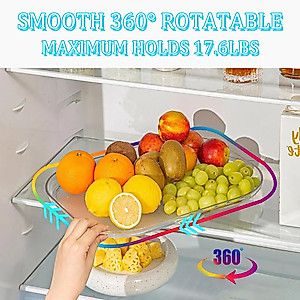 Lazy Susan Turntable Organizer for Refrigerator Clear Rectangular Fridge Organizer Storage Countertop Condiment Storage Rack Turntable Kitchen