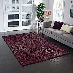Maples Rugs Area Rug - Pelham 5 x 7 Large Area Rugs [Made in USA] for Living Room, Bedroom, and Dining Room, Wineberry