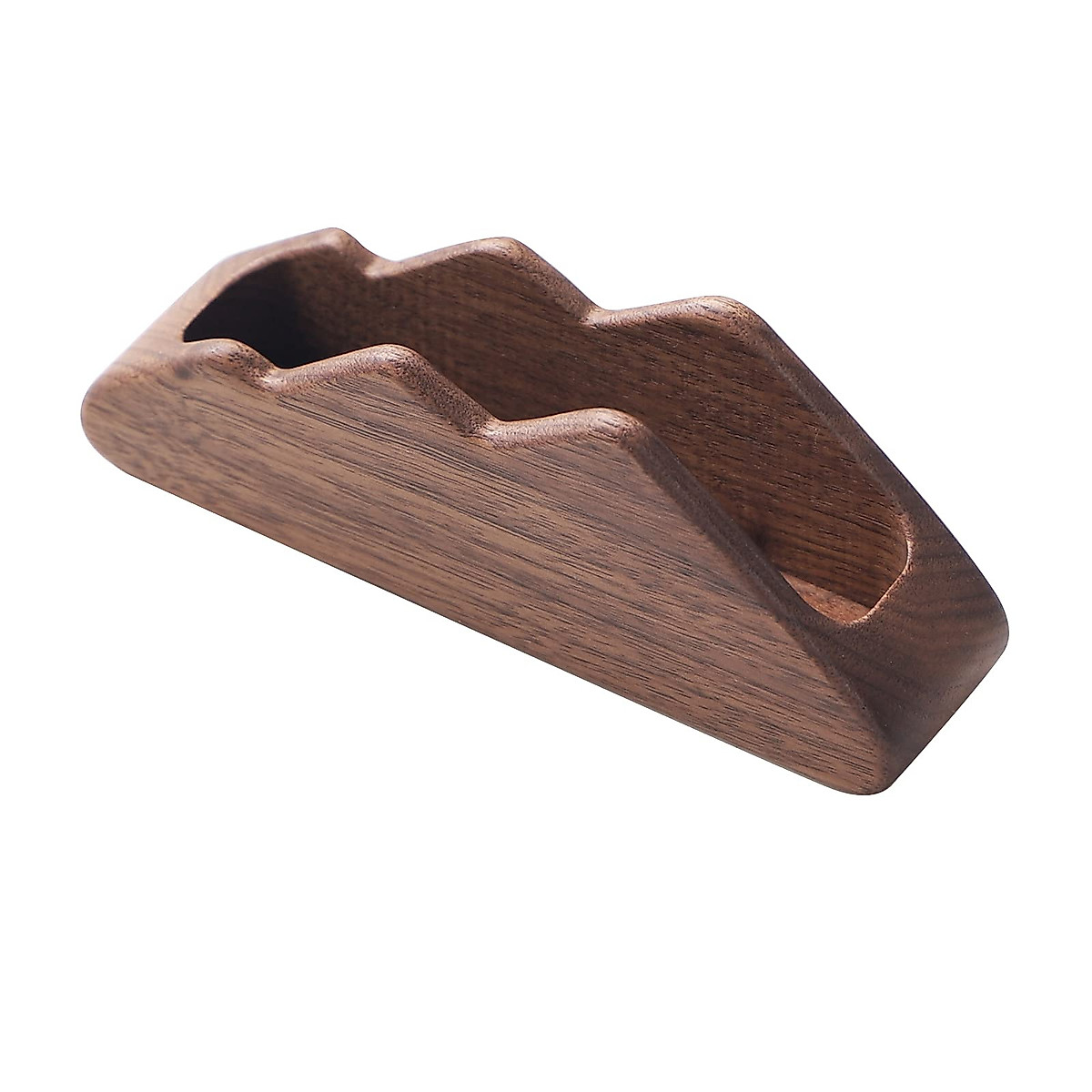 muso wood Business Card Holder for Desk Wooden Display Business Card Stand for Office Tabletop 2 Pack (Walnut)