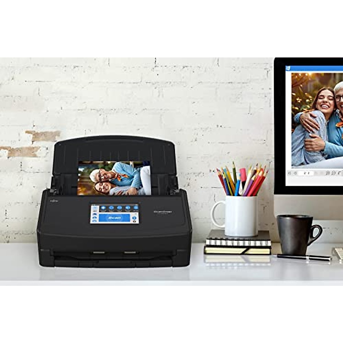 Fujitsu ScanSnap iX1600 Wireless or USB High-Speed Cloud Enabled Document, Photo & Receipt Scanner with Large Touchscreen and Auto Document Feeder for Mac or PC, Black