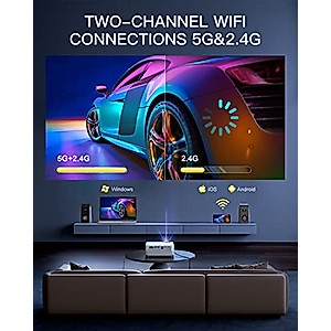 [Upgraded 2023] Projector, 1080P Projector with WiFi and Bluetooth, 600 ANSI 18000 Lumens, ROVOMKO Outdoor Movie Projector, Two-Way Bluetooth 5.1, 4K LED Projector Home Theater, Carry Bag Included